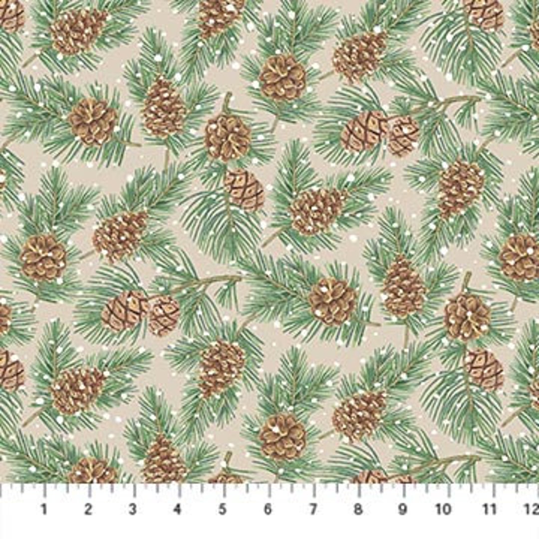 Northcott F24303-12 Frosted Forest Flannel Quilting Fabric, Tan ...