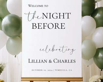 The Night Before Welcome Sign Template, Rehearsal Dinner Welcome Sign ...