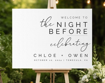 The Night Before Welcome Sign Template, Rehearsal Dinner Welcome Sign ...
