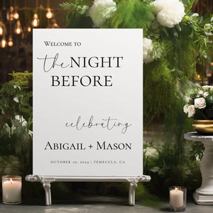 The Night Before Welcome Sign Template, Rehearsal Dinner Welcome Sign ...