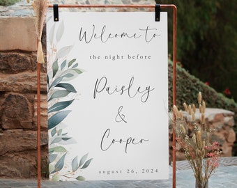 The Night Before Welcome Sign Template, Rehearsal Dinner Welcome Sign ...