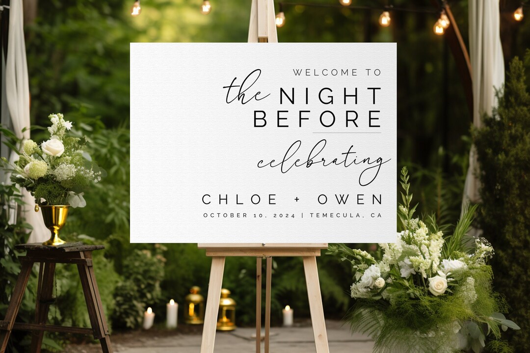 The Night Before Welcome Sign Template, Rehearsal Dinner Welcome Sign ...