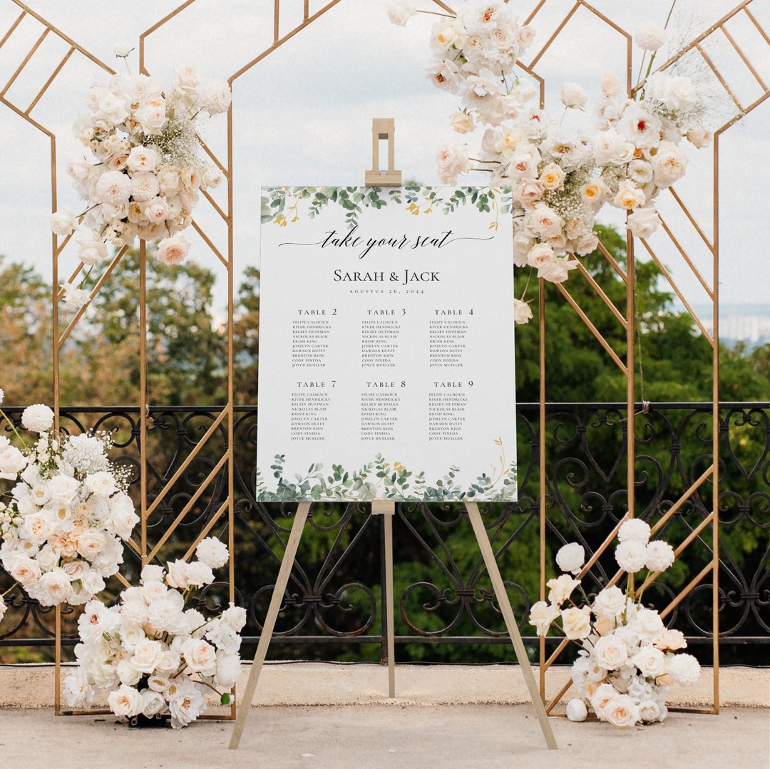 Eucalyptus Seating Chart Canva Seating Chart Wedding Seating - Etsy