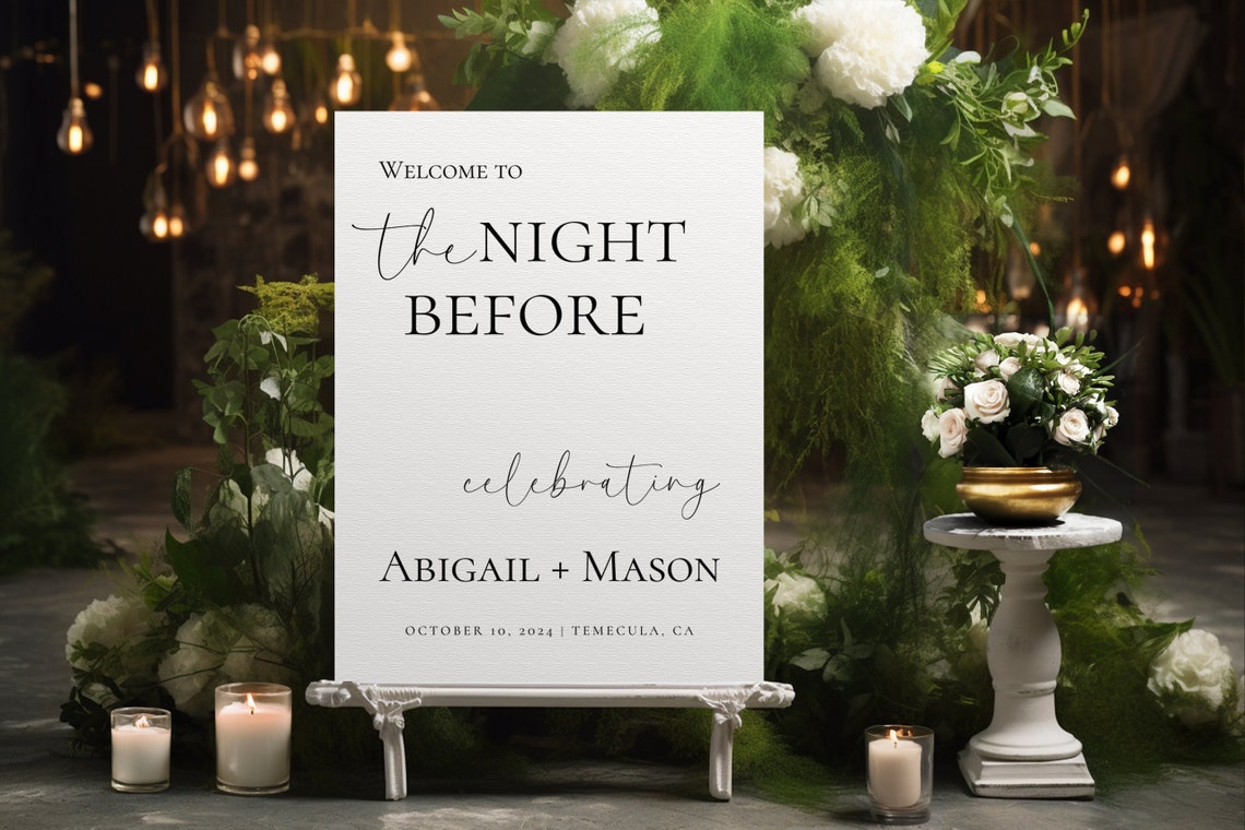 The Night Before Welcome Sign Template, Rehearsal Dinner Welcome Sign ...