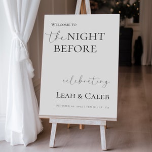 The Night Before Welcome Sign Template, Rehearsal Dinner Welcome Sign ...