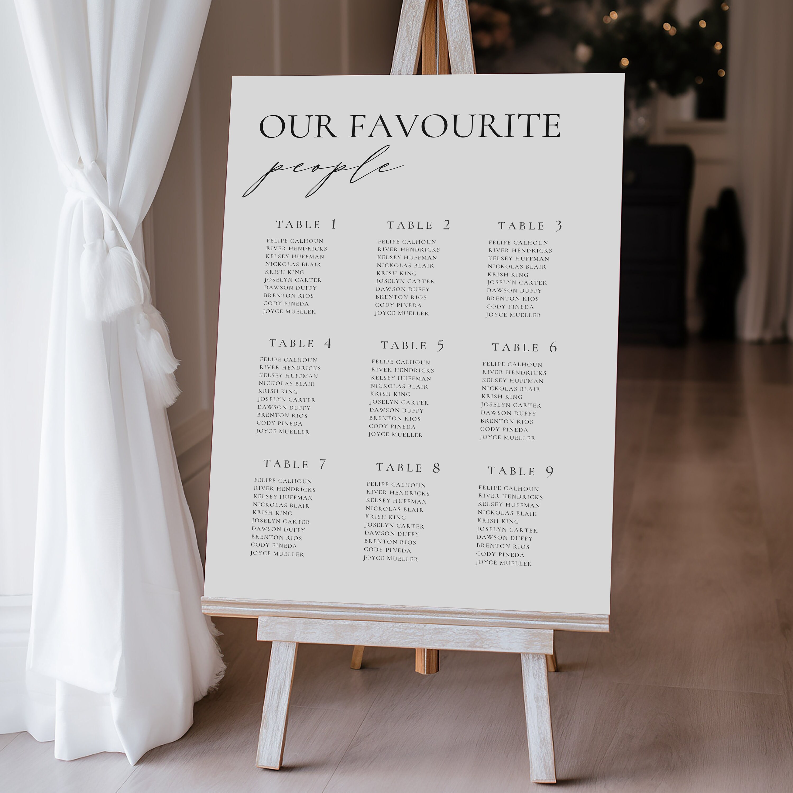 EDITABLE Wedding Seating Chart Template Modern Minimalist - Etsy