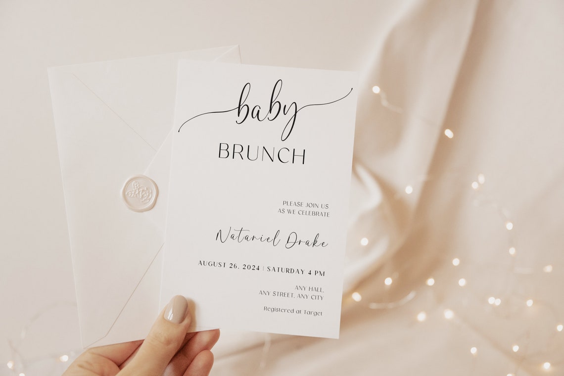 Personalised Baby Brunch Invitation | Baby Shower Invite | Canna ...