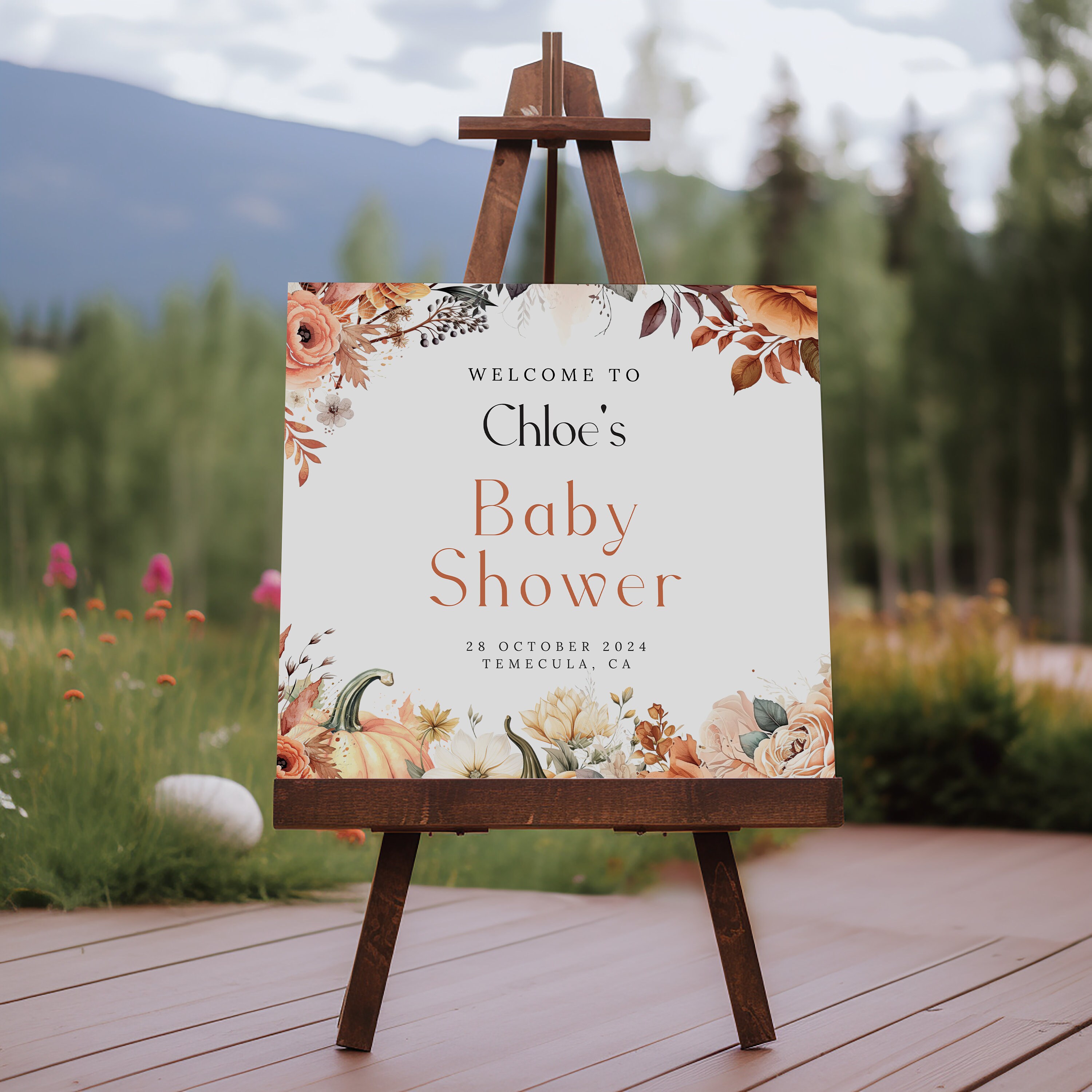Fall Baby Shower Welcome Sign, Pumpkin Baby Shower Welcome Sign, Little ...
