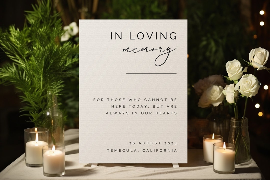 Minimalist in Loving Memory Sign, Printable in Loving Memory Sign for ...