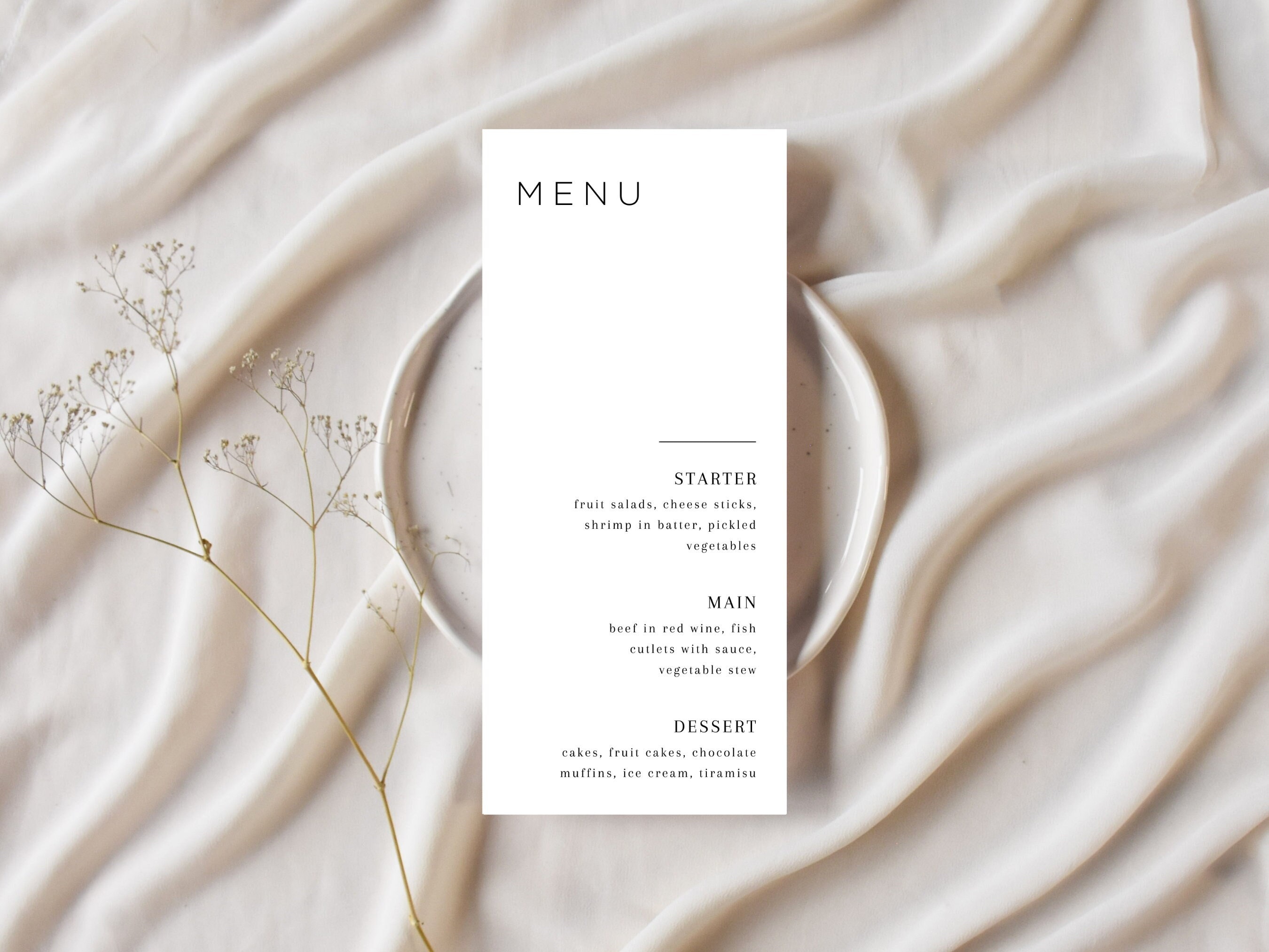 Wedding Dinner Menu, Editable Menu CANVA - Etsy