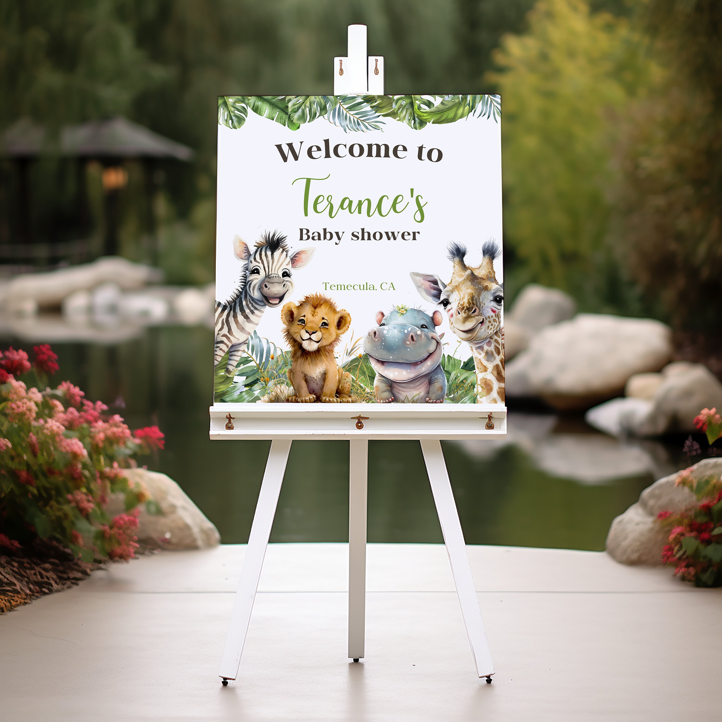 Editable Safari Baby Shower Welcome Sign, Safari Jungle Baby Shower ...