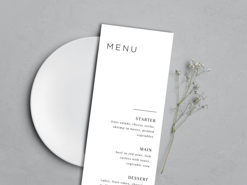 Menù per la cena di nozze, menù modificabile CANVA - Etsy Italia