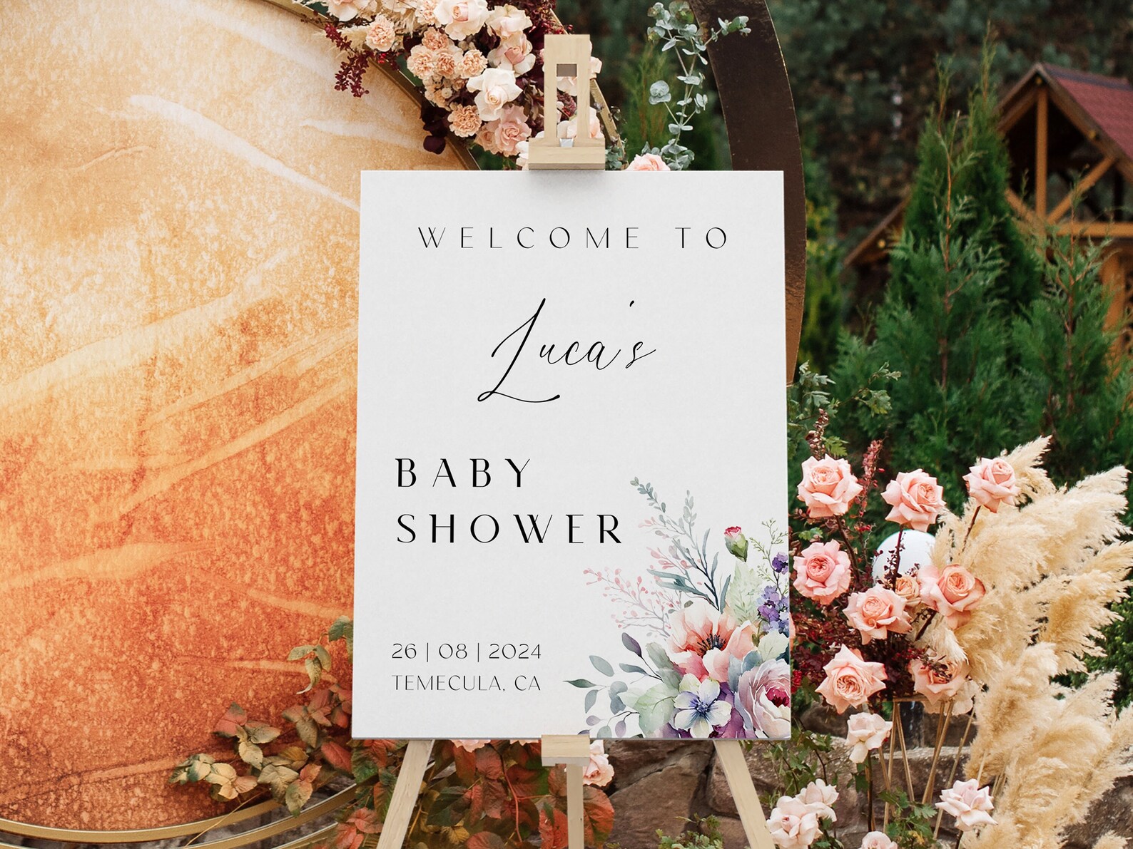 Wildflower Welcome Sign, Baby Shower Welcome Sign, Colorful Floral Baby ...