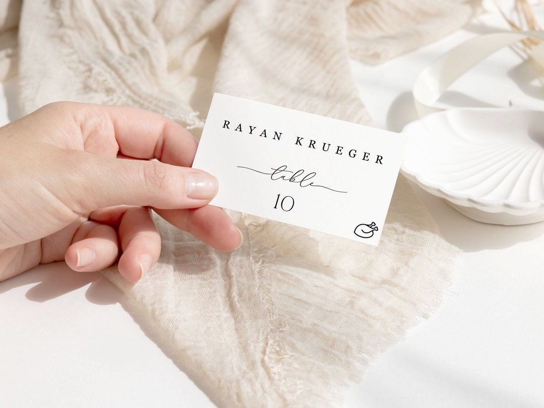 Place Card With Meal Icons Print | Personalized Wedding Place Cards ...