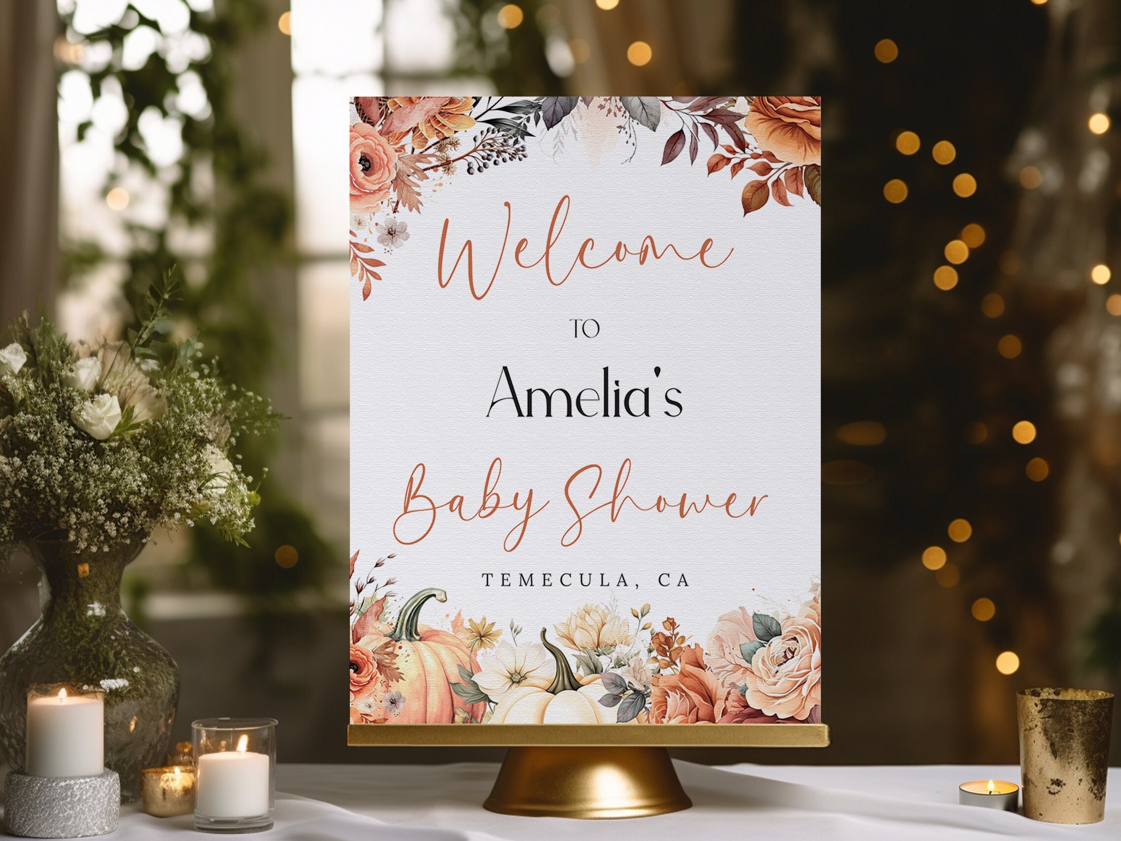 Fall Baby Shower Welcome Sign, Autumn Baby Shower Welcome Sign, Little ...