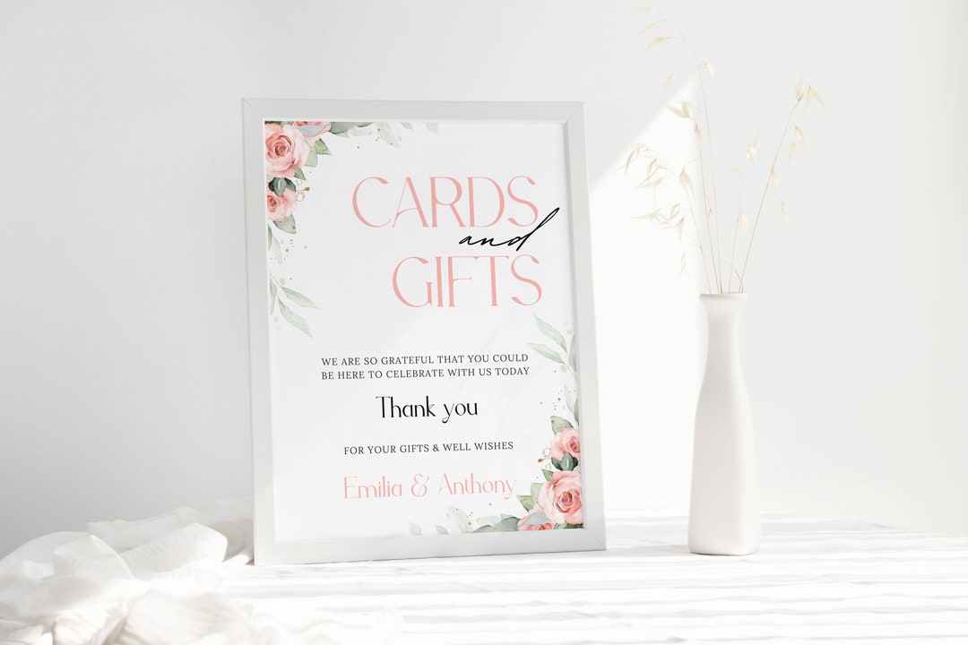 Editable Wedding Cards and Gifts Sign Template | Rose Custom Sign ...