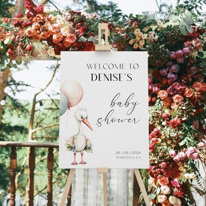 Stork Welcome Sign, Baby Shower Welcome Sign, Simple Baby Shower Sign ...