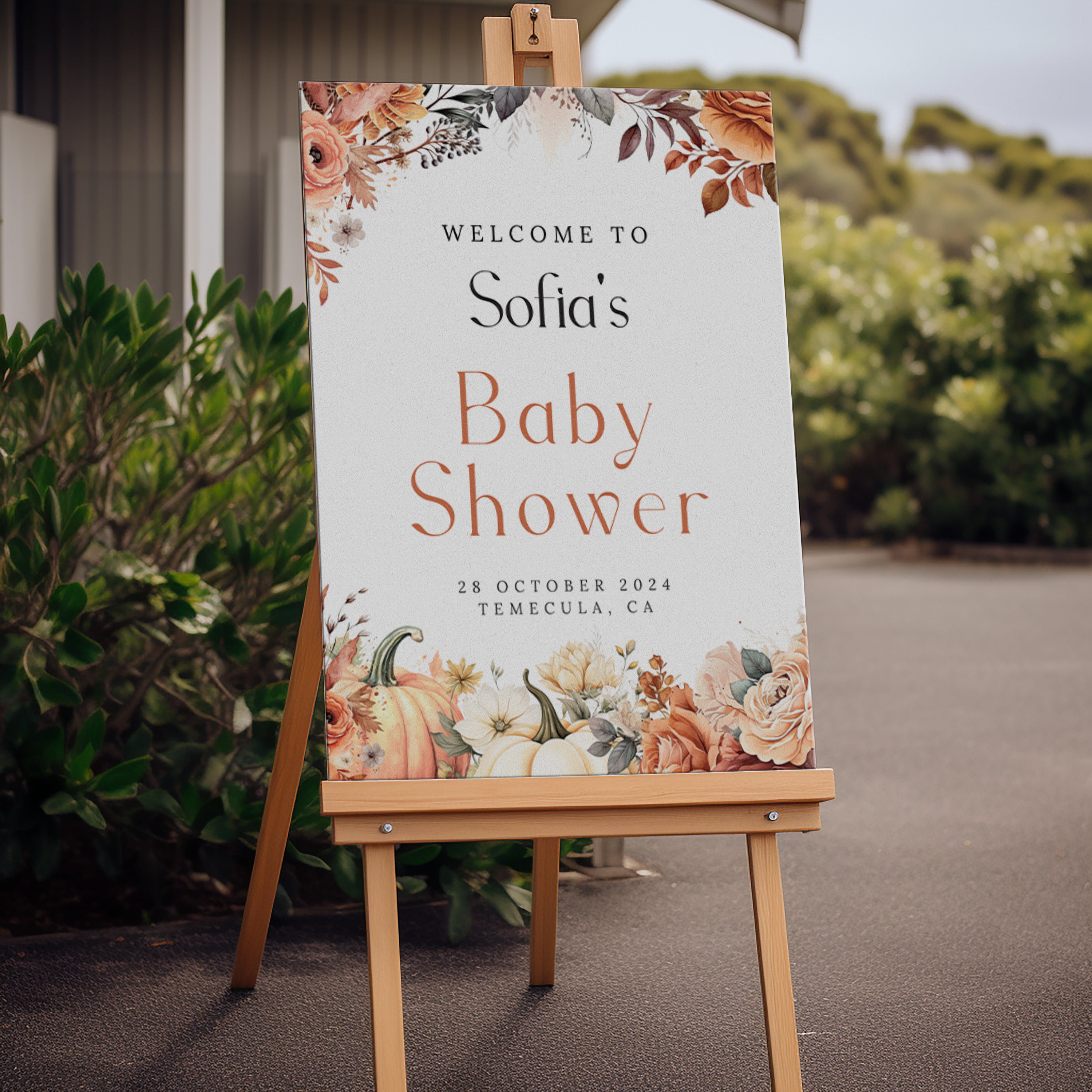 Fall Baby Shower Welcome Sign, Pumpkin Baby Shower Welcome Sign, Little ...