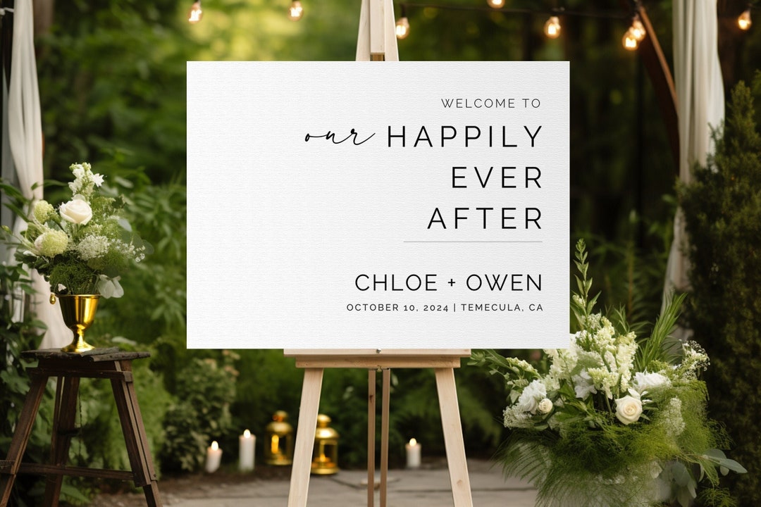 Editable Minimalist Wedding Welcome Sign | Welcome to Our Happily Ever ...