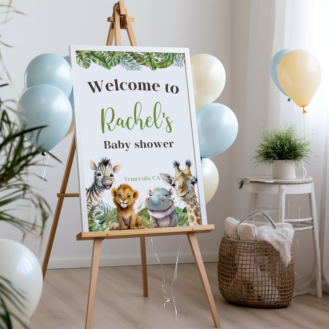 Editable Safari Baby Shower Welcome Sign, Safari Jungle Baby Shower ...