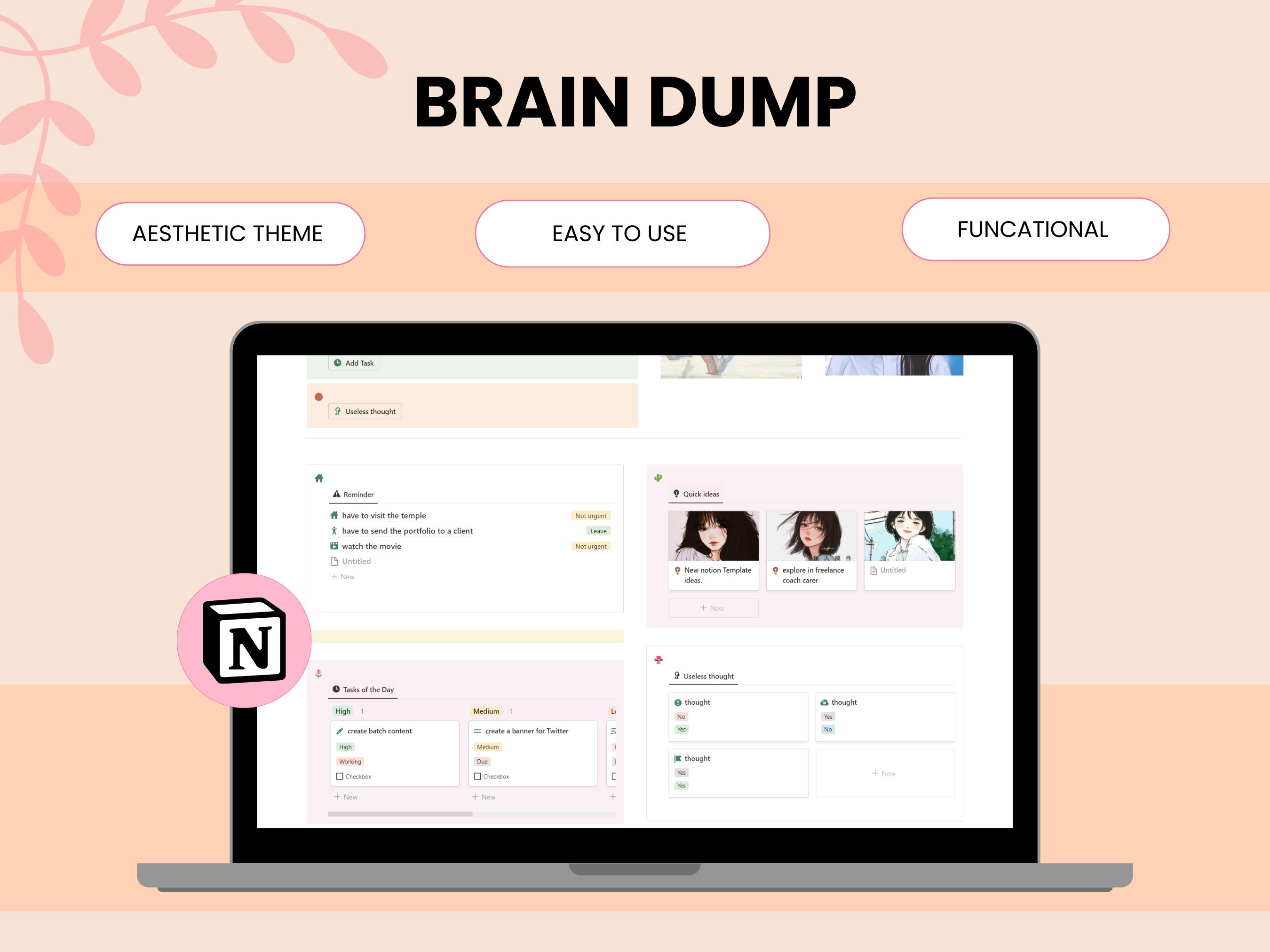 Brain Dump Notion Template Mind Declutter to Do List - Etsy