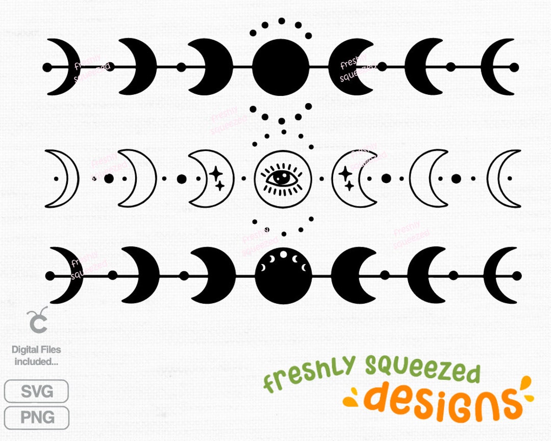 Moon Lunar Phases SVG Bundle, SVG File for Cricut, Moon Celestial ...