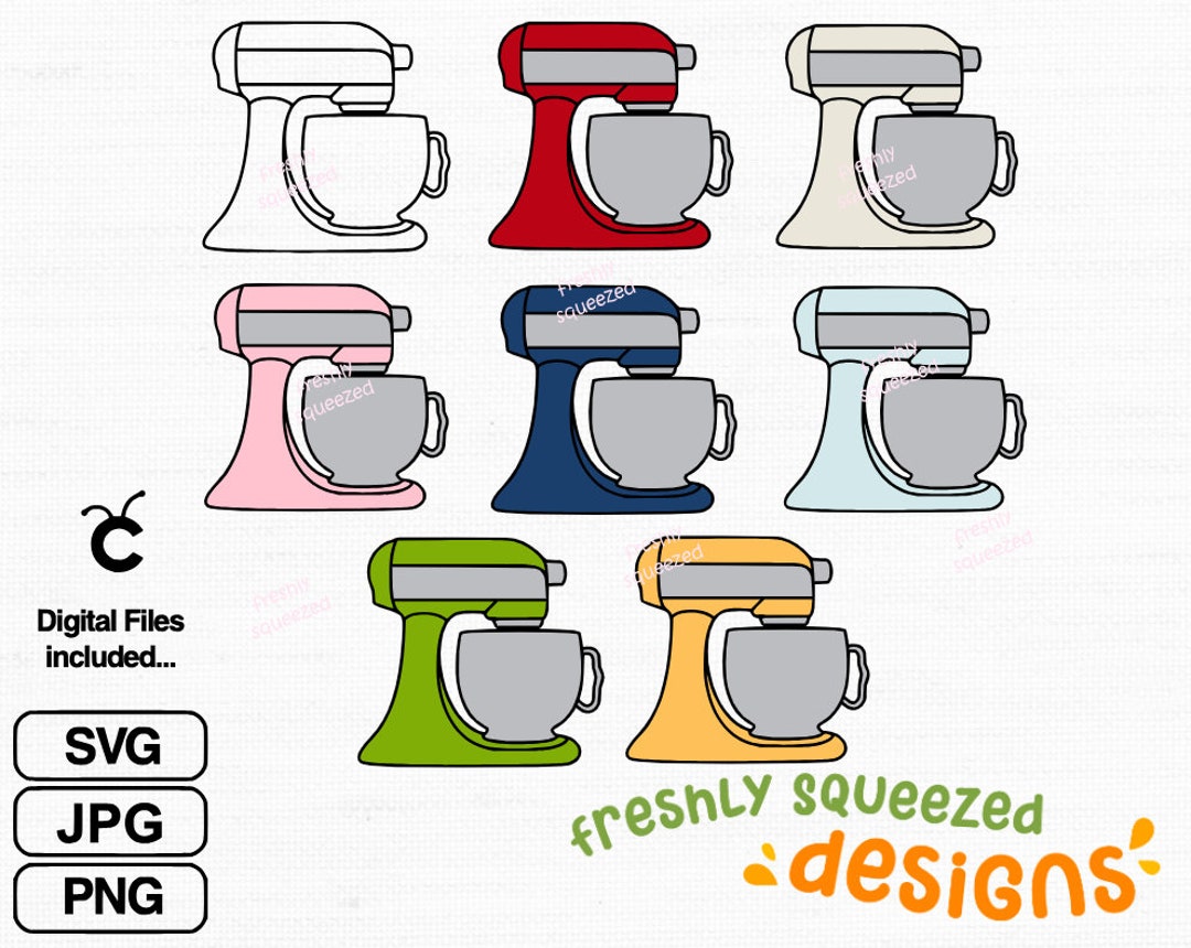 Kitchen Aid Mixers SVG PNG JPG, 8 Multi Color Design Bundle, Instant ...