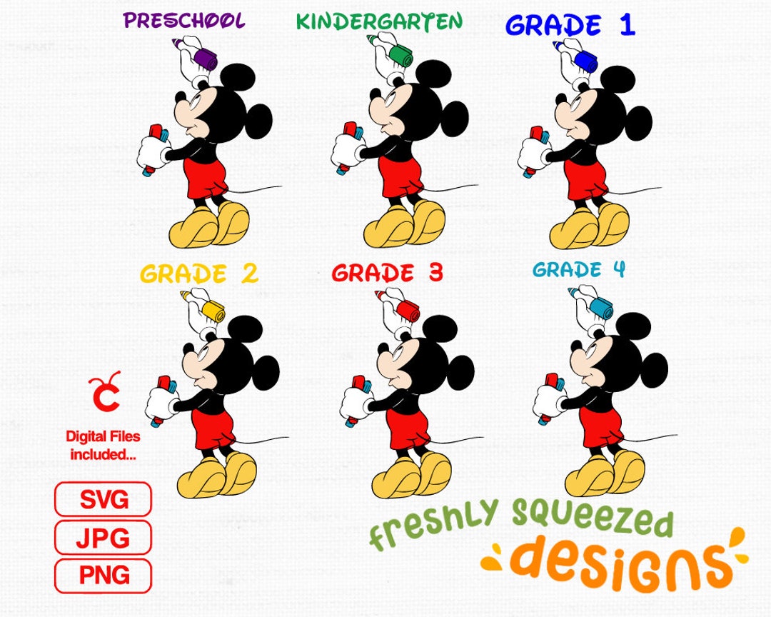 Mickey Mouse Back to School Bundle, School Grades Mickey, Cut Files ...