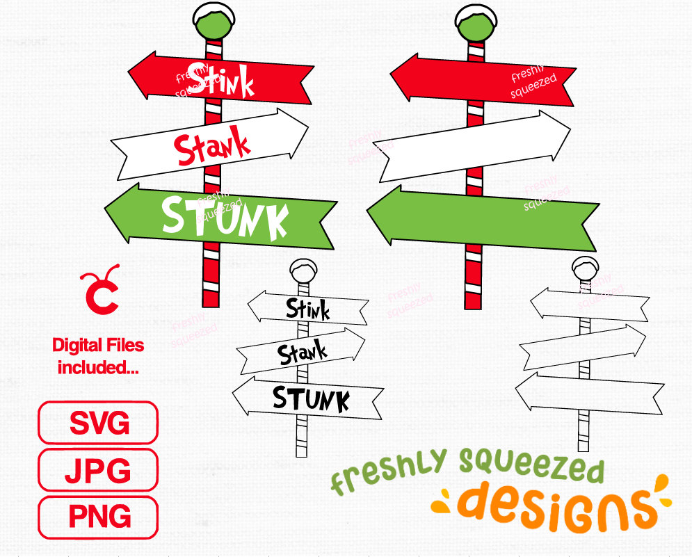 GRINCH Sign Stink Stank Stunk, Blank Sign, Christmas Holiday Svg Png ...