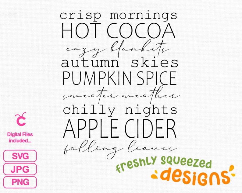Fall Words SVG Bundle: Autumn Clipart, Thanksgiving PNG, JPG (digital ...