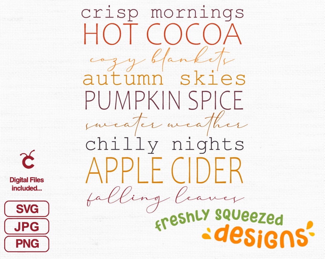 Fall Words SVG Bundle: Autumn Clipart, Thanksgiving PNG, JPG (digital ...