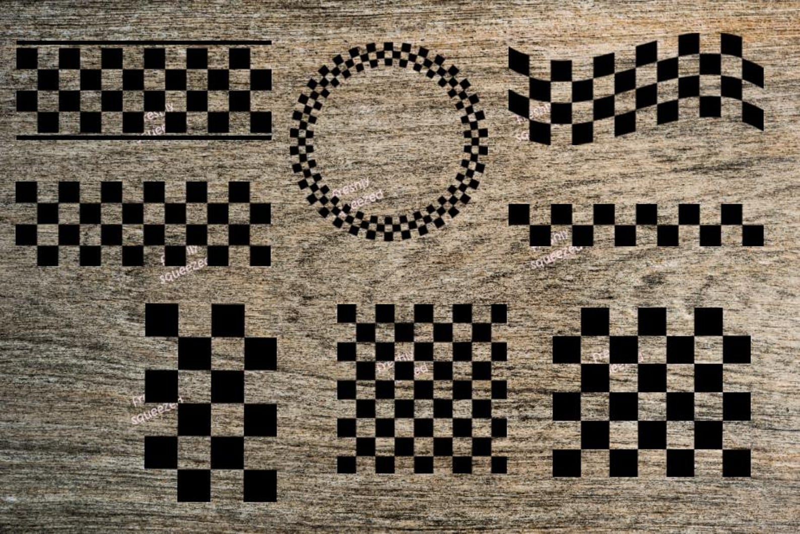 Checkerboard Pattern Borders Bundle SVG PNG JPG: Checkered Designs ...