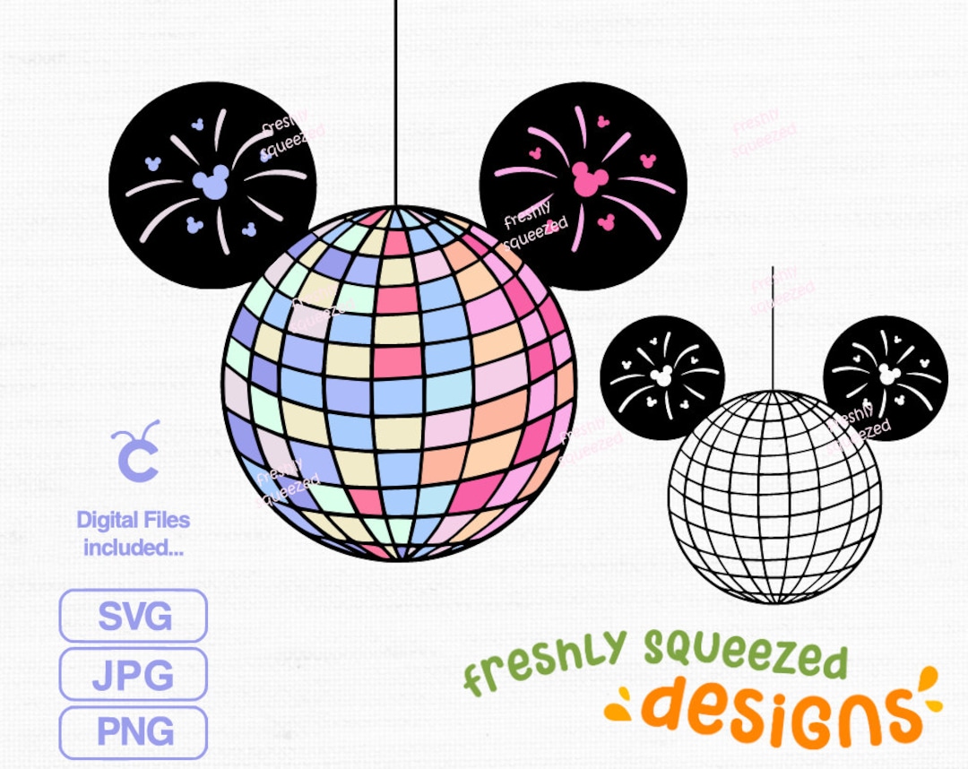 Mickey Mouse Disco Ball SVG: New Year, Christmas Design (digital ...