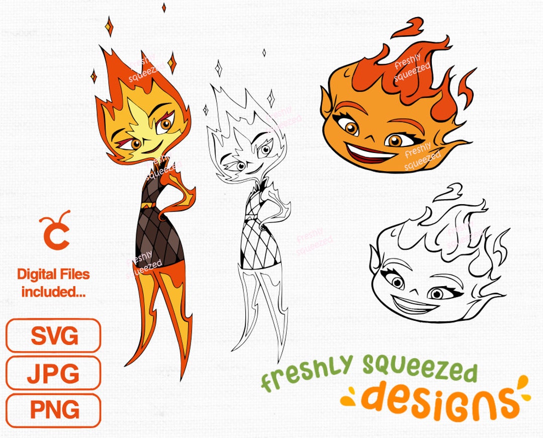 Ember Elemental Movie Character: SVG PNG JPG Bundle (digital Download) - Etsy