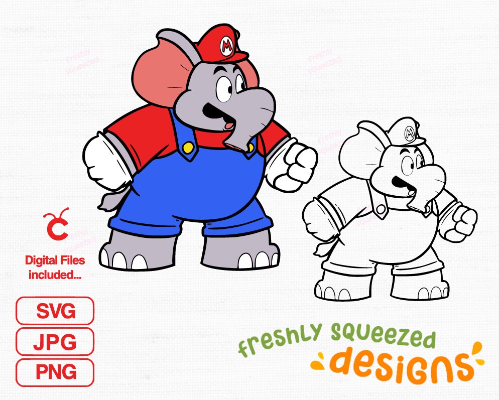 Elephant Mario Wonder Collection SVG PNG JPG Bundle Cricut Cut Files ...