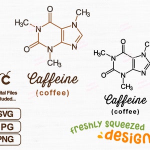 Caffeine Molecule SVG: Coffee Lover Gift, Laptop Sticker (digital ...