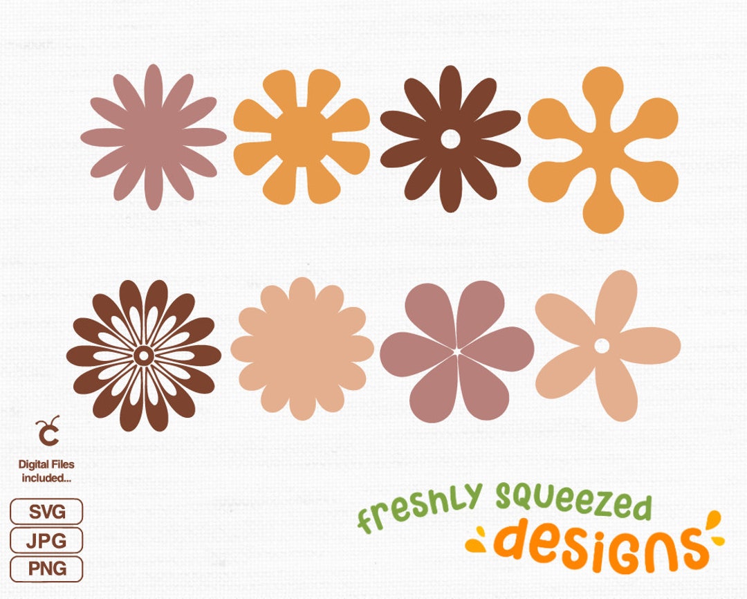 Retro Flower Shapes SVG, Flower SVG, Daisy Flower PNG, Retro Daisy Svg ...
