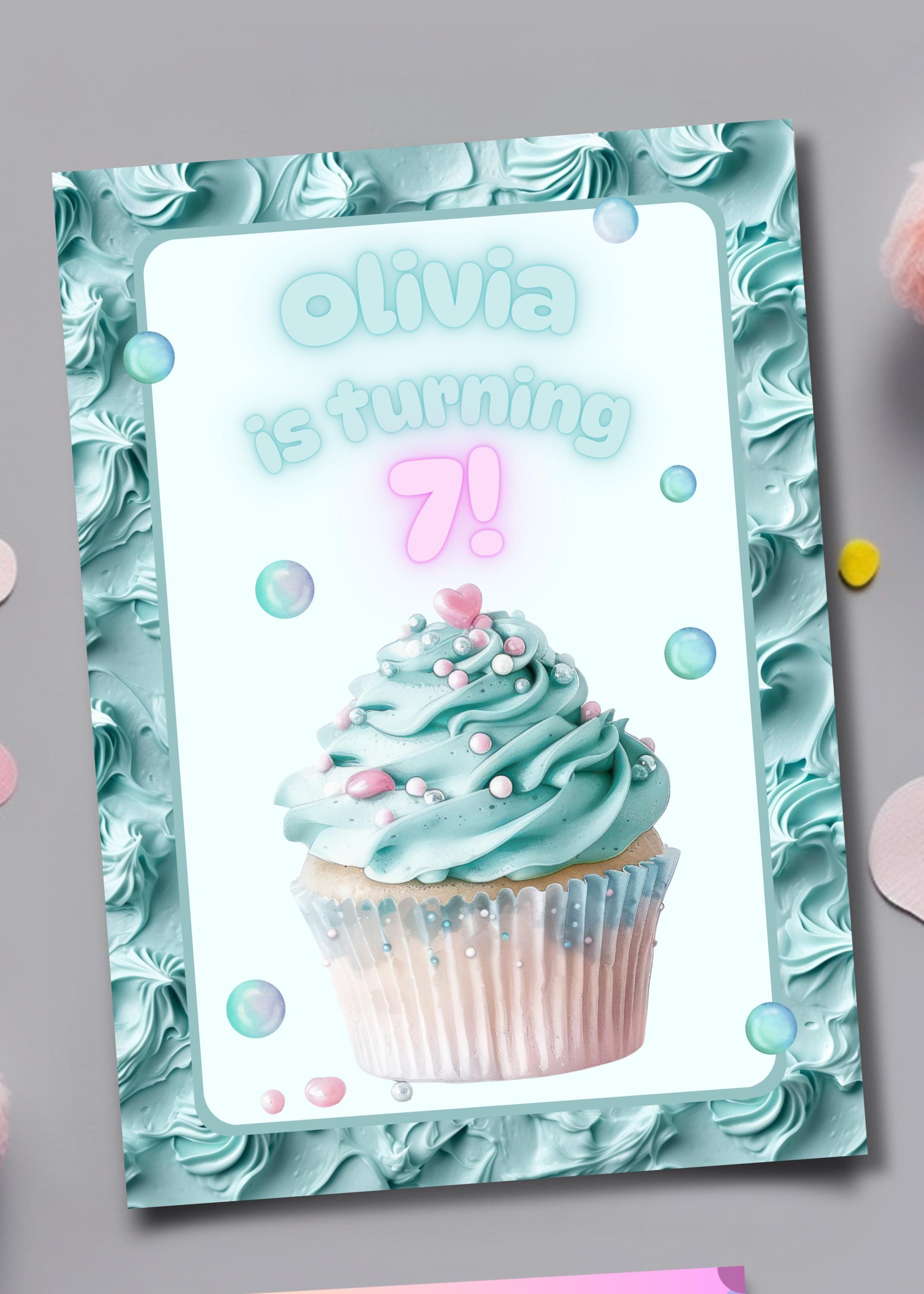 Editable Blue Frosting Birthday Cupcake Customizable Invitation - Edit ...
