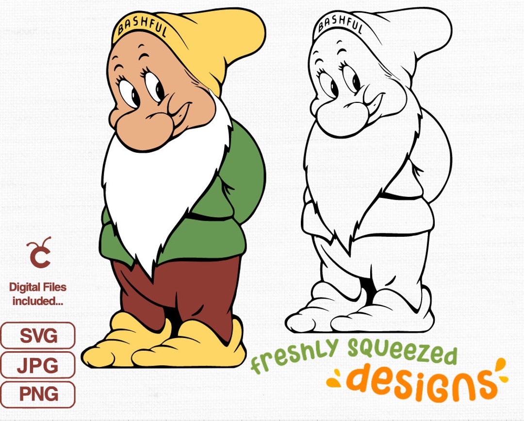 Bashful Dwarf SVG PNG JPG Bundle: Snow White Clipart (instant Download ...
