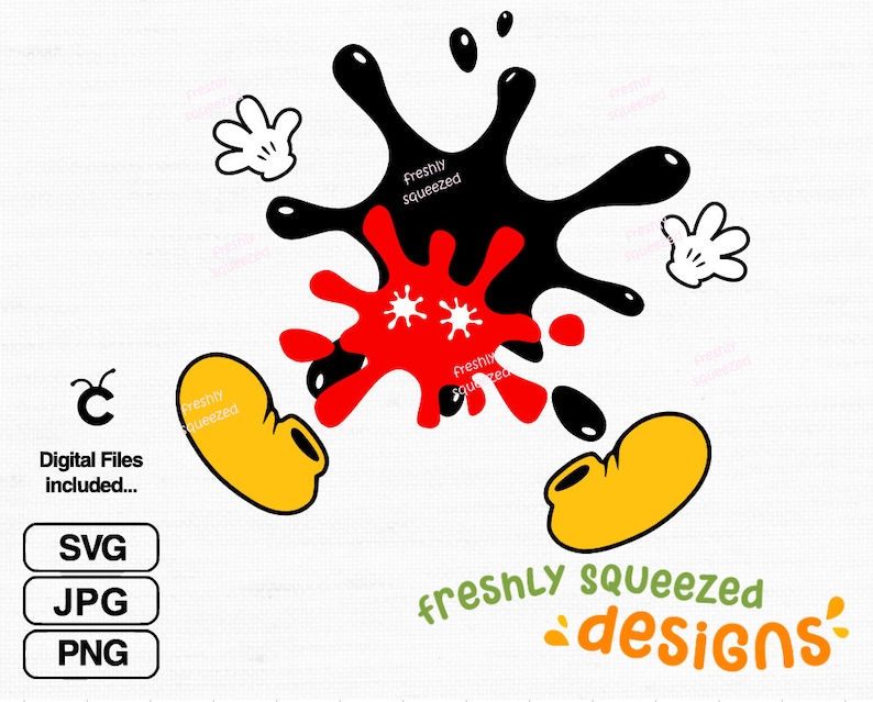 Mickey Splat Paint SVG JPG PNG Cricut Cut Files Silhouette - Etsy