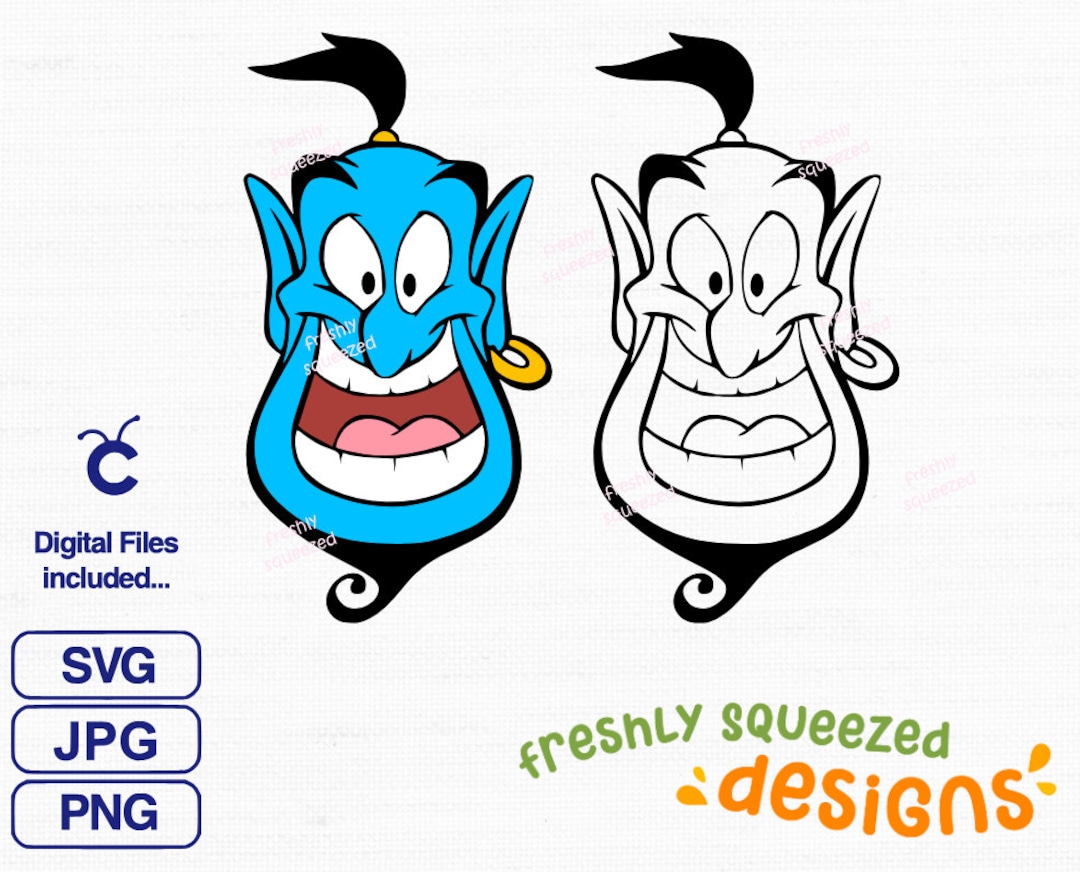 Aladdin Genie Face SVG PNG JPG: Cricut Cut Files (digital Download) - Etsy