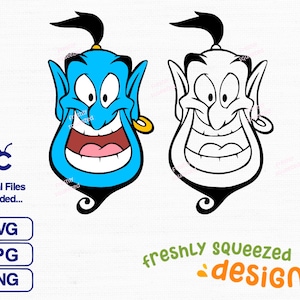 Aladdin Genie Face SVG PNG JPG: Cricut Cut Files (digital Download) - Etsy