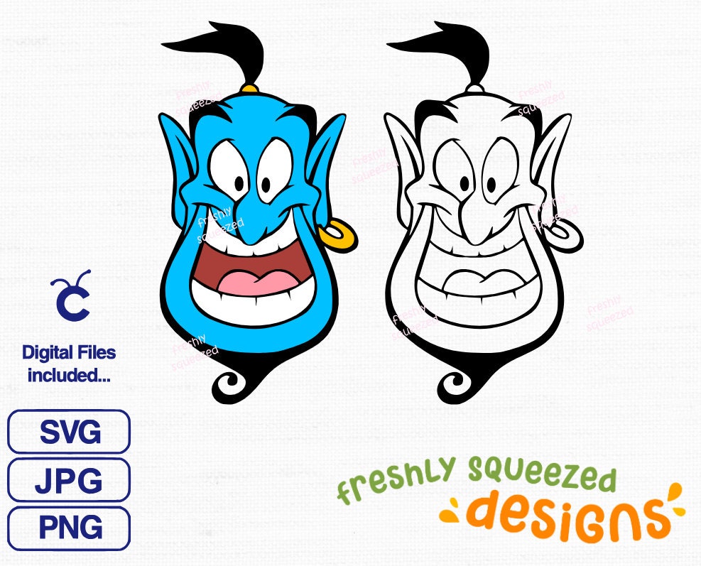 Aladdin Genie Face SVG PNG JPG: Cricut Cut Files (digital Download) - Etsy