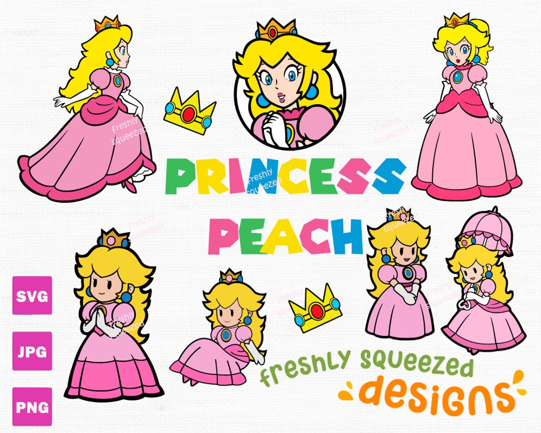 Princess Peach Collection Svg Png Jpg Bundle - Cricut Cut Files ...