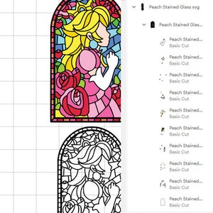 Princess Peach Stained Glass Window, Svg Png Jpg Bundle - Cricut Cut ...