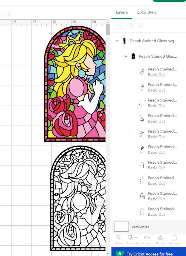 Princess Peach Stained Glass Window, Svg Png Jpg Bundle Cricut Cut ...
