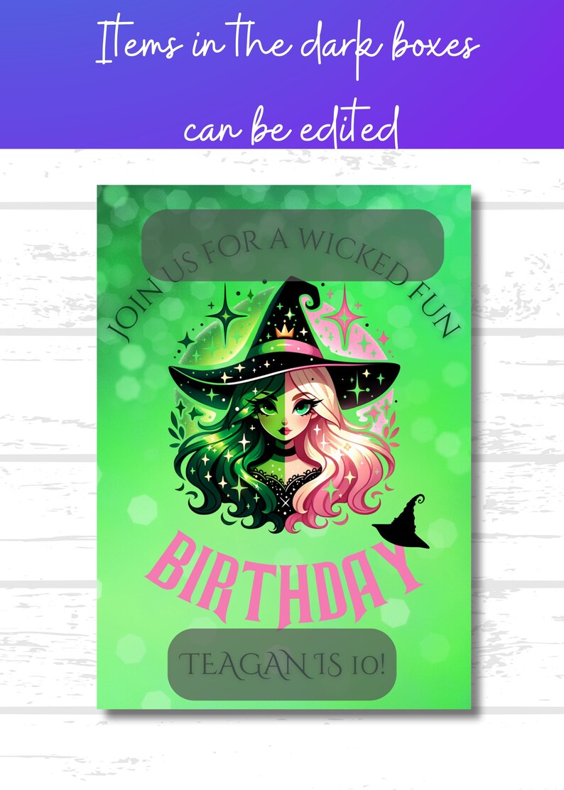 Editable Wicked Fun Birthday Customizable Invitation - Edit on Canva ...