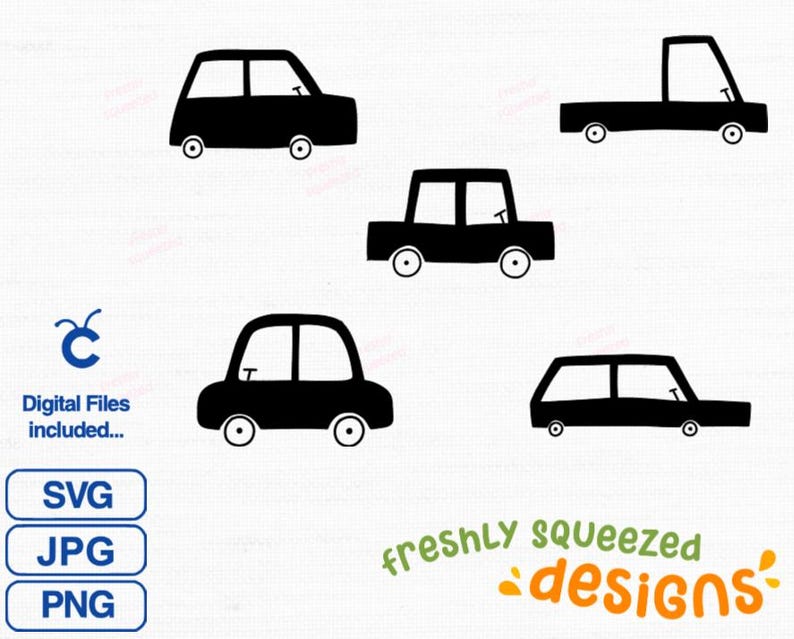 Cute Cars PNG JPG SVG Bundle: Kids Bedroom Decals Design Cricut ...