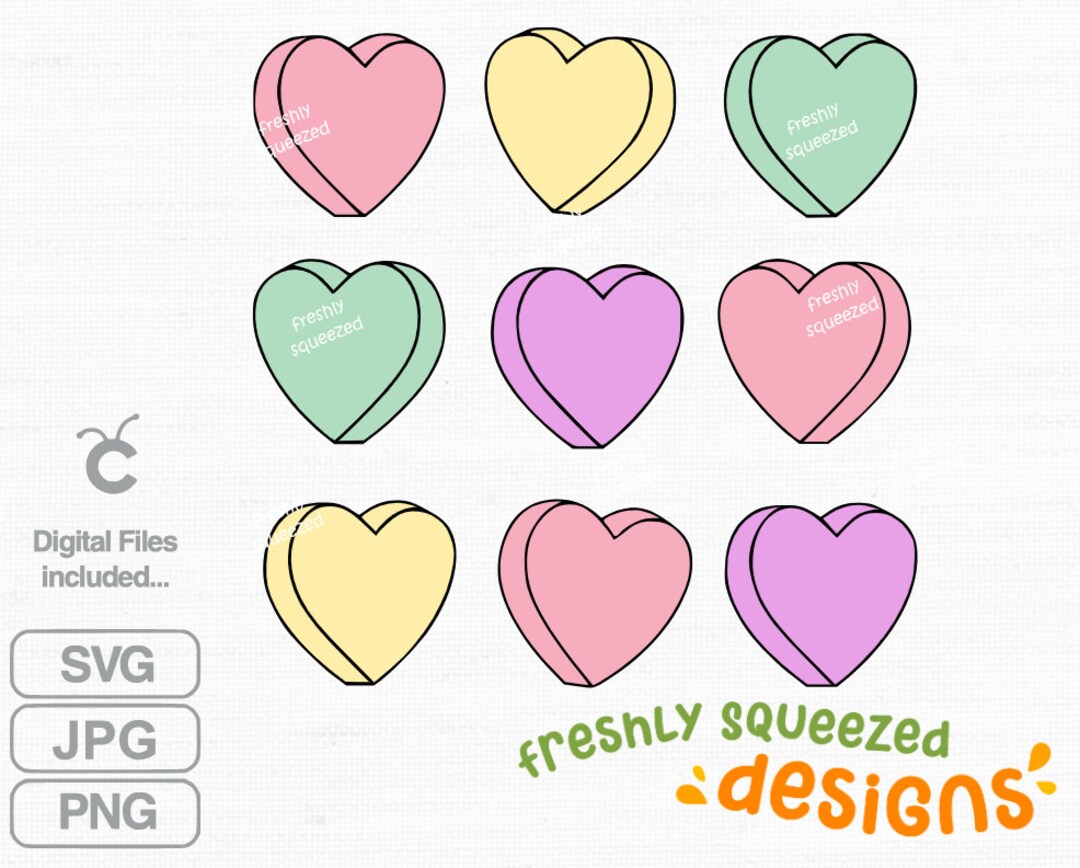 Blank Valentines Candy Heart Design, Digital Cutting File, SVG PNG JPG ...