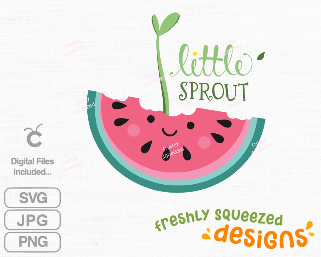 Watermelon Sprout Kawaii Design: SVG PNG JPG, Cricut Cut File (digital ...